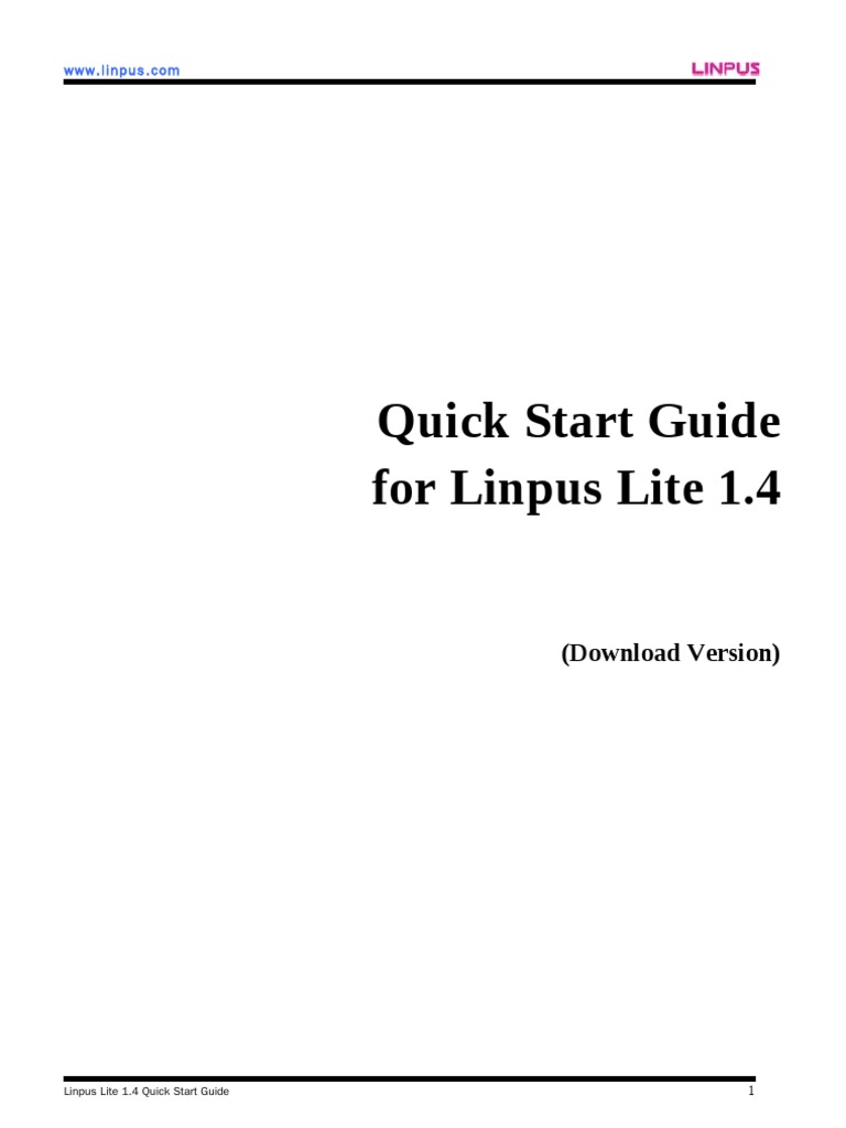 Linpus Lite 1.4 Quick Start Guide Download Version | Download Free PDF | Installation (Computer ...