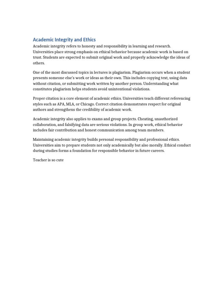 Academic Integrity and Ethics 2700chars | PDF
