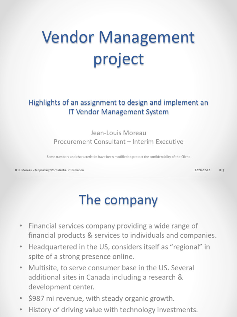 JLM - Vendor Management case | PDF | Business