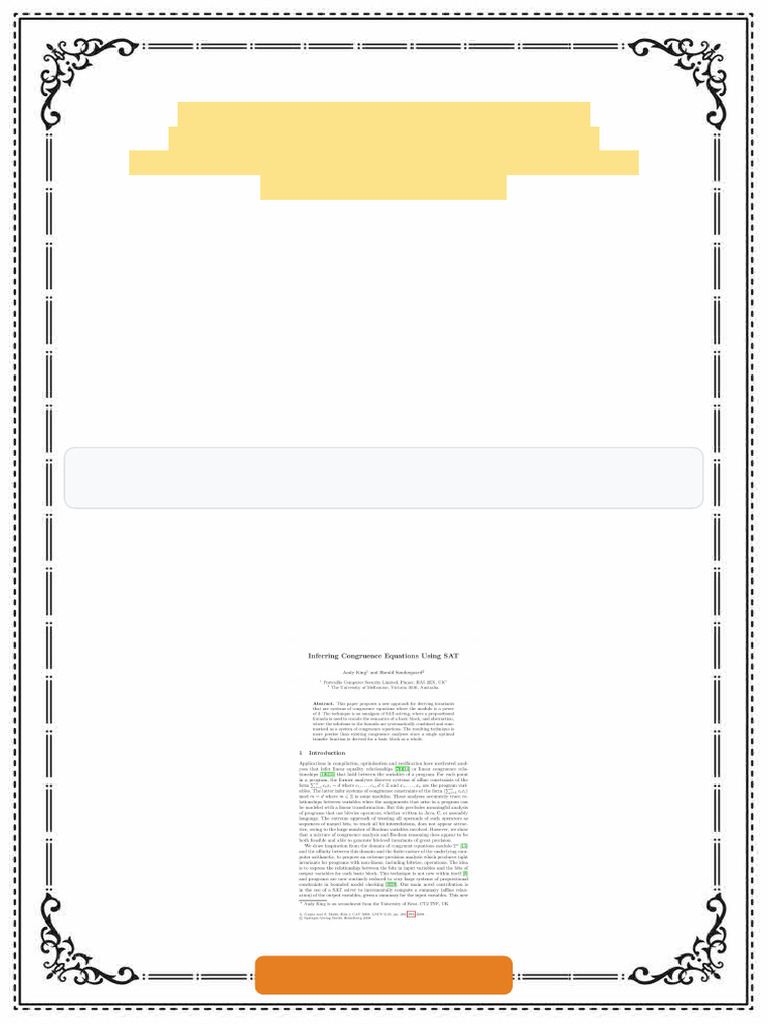 Inferring Congruence Equations Using SAT 1st edition by Andy King ...