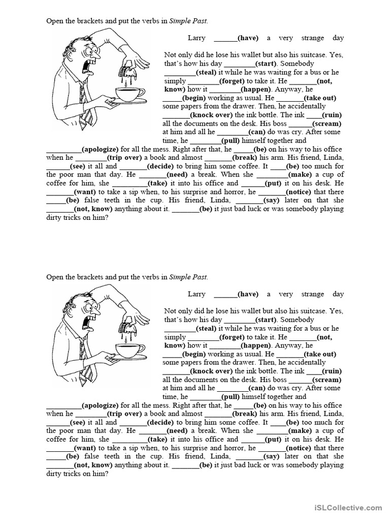 Simple Past Verbs Exercise: Larry's Day | PDF
