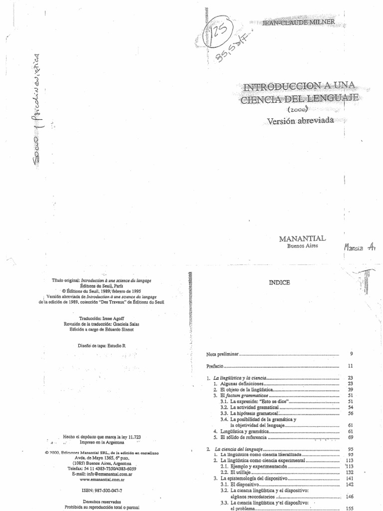 Jean Claude Milner Introduccion a Una Ci | PDF