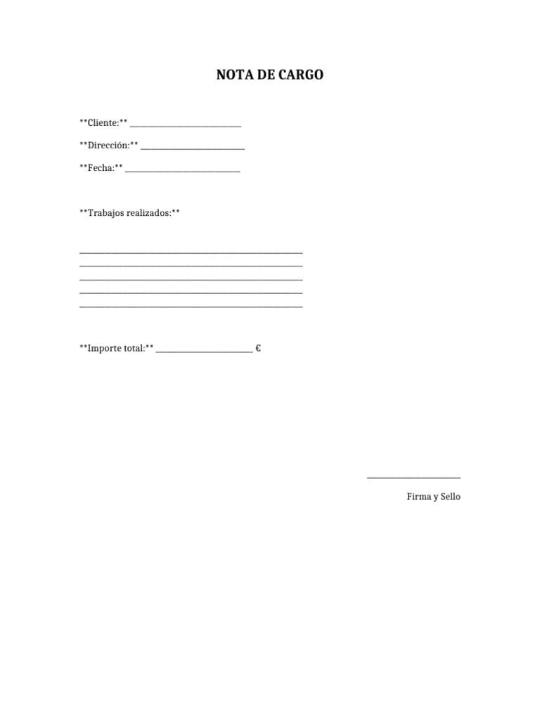 Plantilla Nota de Cargo Profesional | PDF