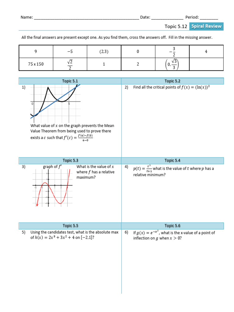 Name: - Date: - Period | PDF | Discrete Mathematics | Mathematics