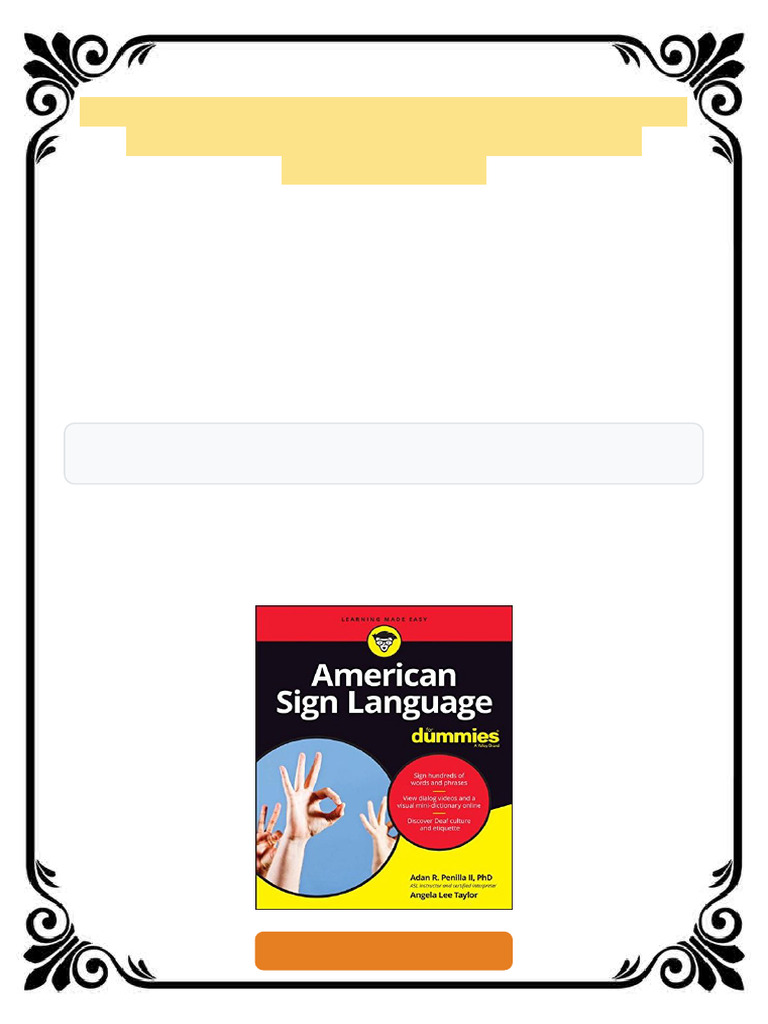 American Sign Language For Dummies 3rd Edition Adan R. Penilla Ii Ebook ...