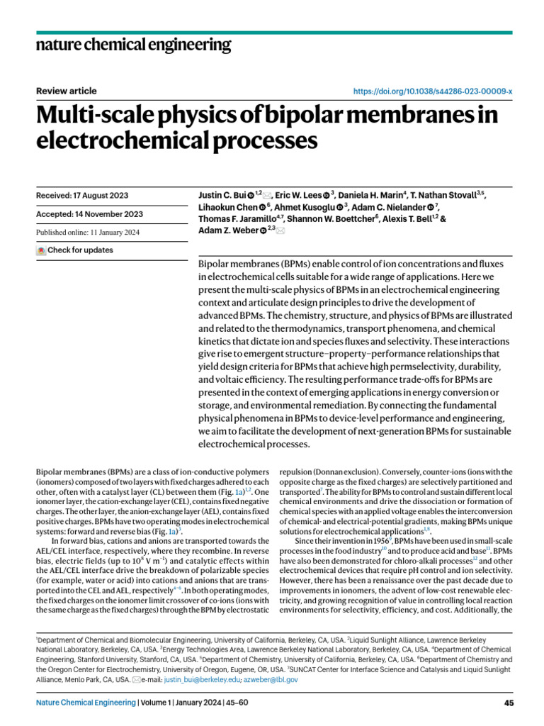 6-Multi-scale Physics of Bipolar Membranes in Electrochemical Processes ...