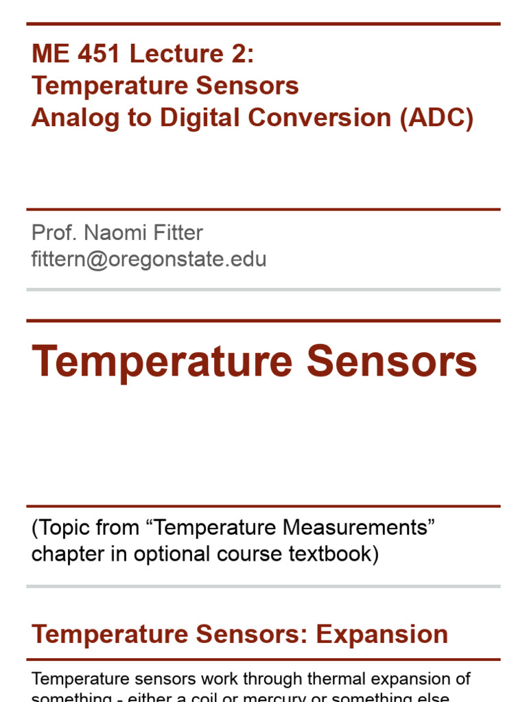 Temperature Sensors and ADC Overview | PDF | Analog To Digital ...