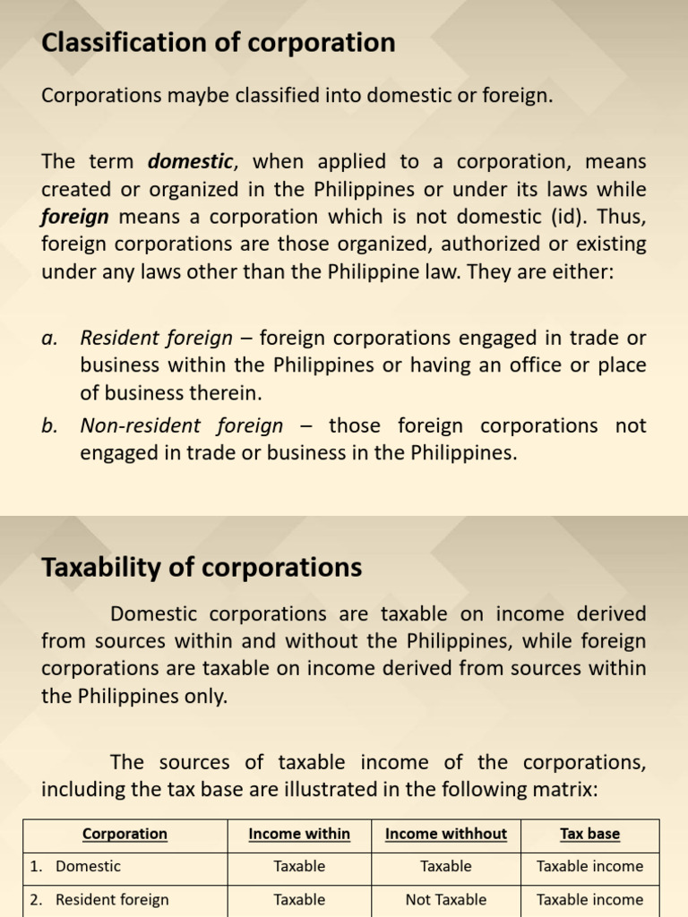 Corporation Classification and Taxation Guide | PDF | Income Tax ...