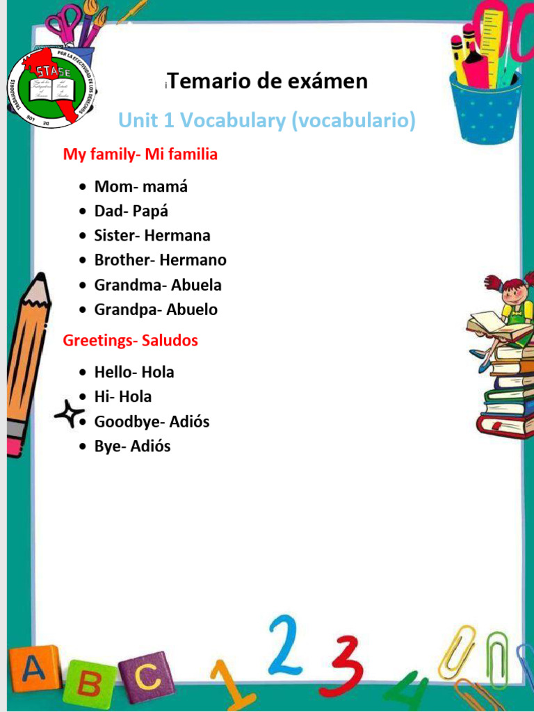 Temario de Estudio 1er Grado. | PDF