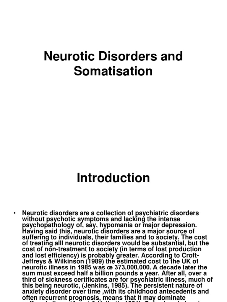 Neurotic Disorders and Somatisation | PDF | Neurosis | Anxiety Disorder