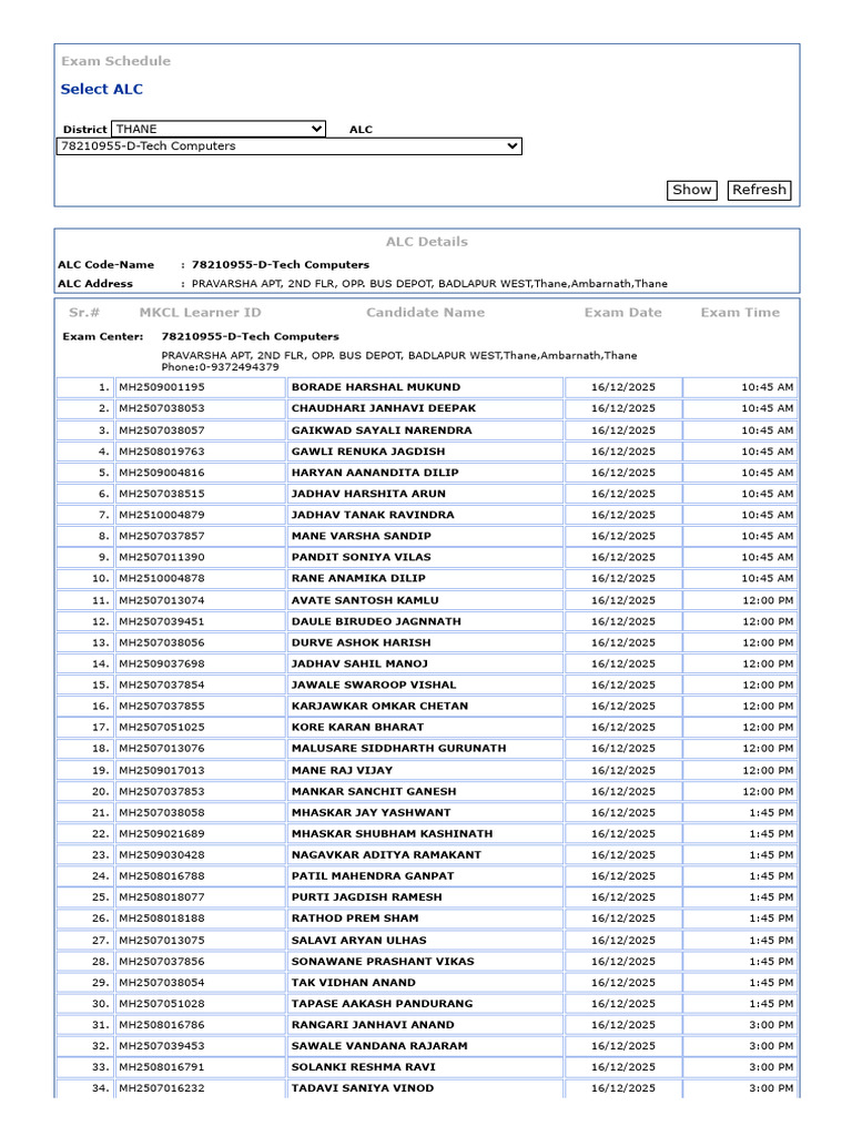 West Class Exam Schedule 1 | PDF