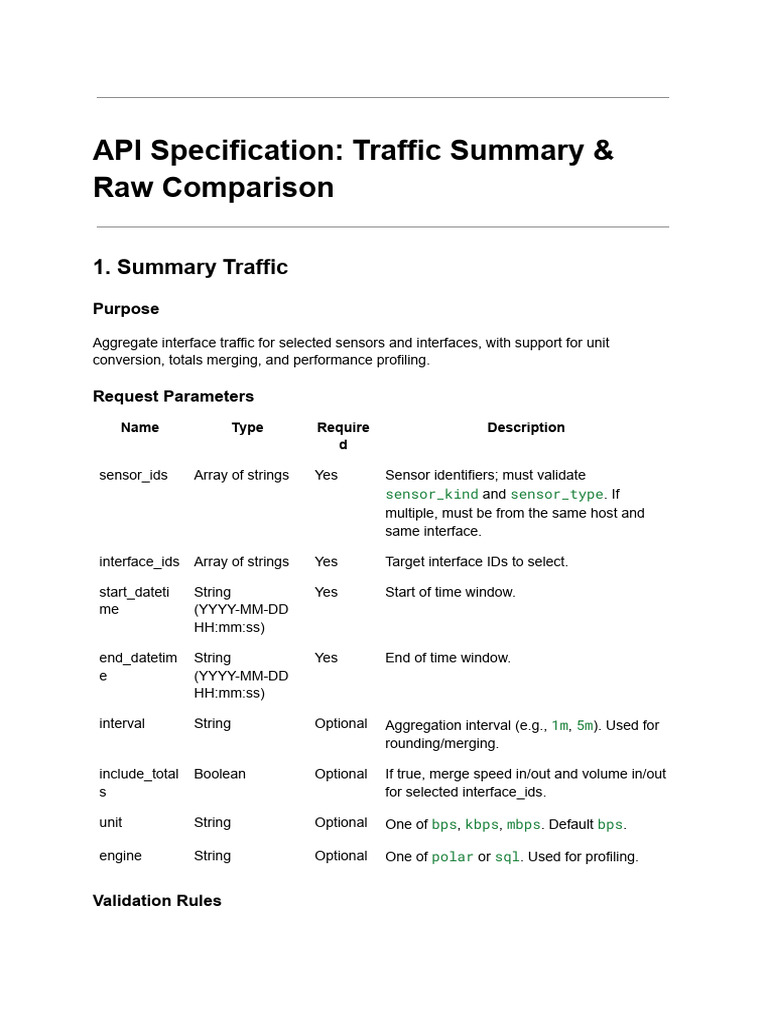 API Traffic Summary and Comparison Guide | PDF | Computer Programming ...