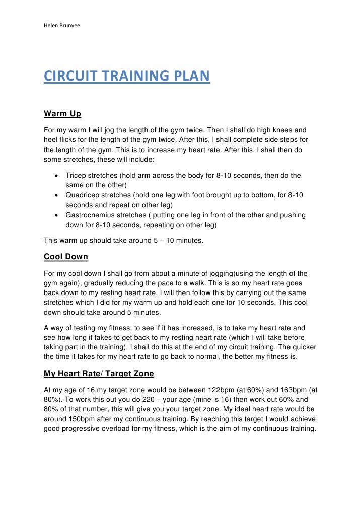 Circuit Training Plan | PDF