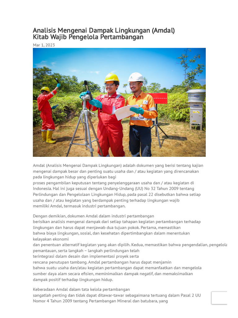 Analisis Mengenai Dampak Lingkungan (Amdal) Kitab Wajib Pengelola Pertambangan - Agincourt ...