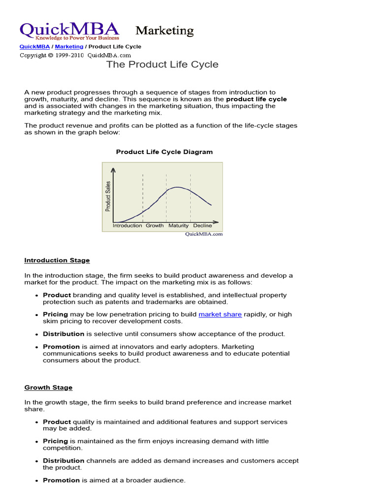 Product Life Cycle | PDF | Pricing | Marketing