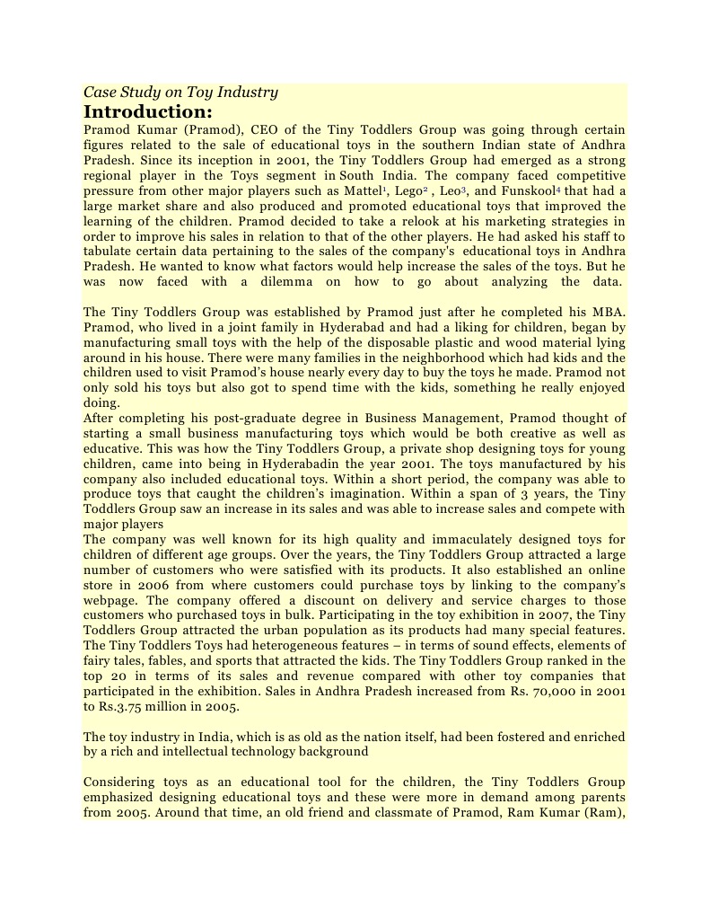 Case Study On Toy Industry | PDF | Toys | Market (Economics)