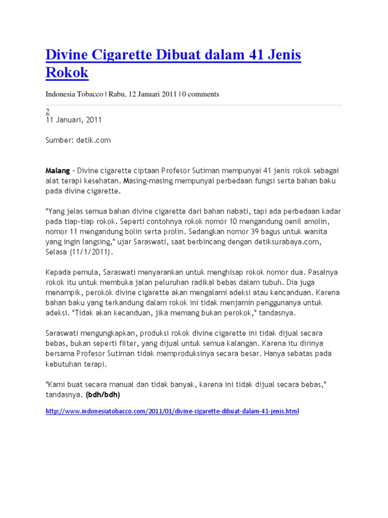Divine Cigarette: 41 Jenis untuk Terapi | PDF