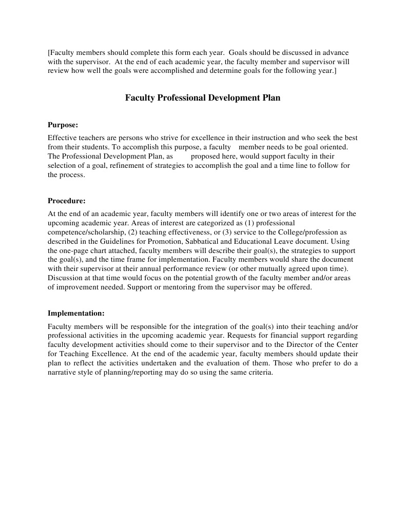 Faculty Professional Development Plan Guide | PDF | Mentorship | Goal