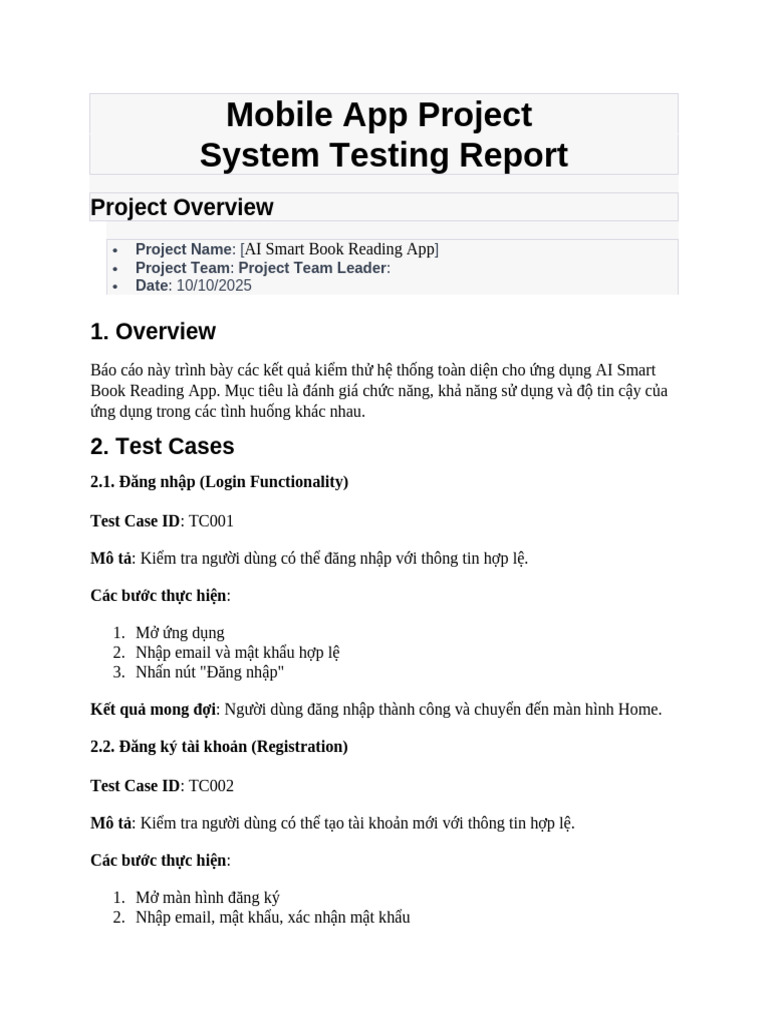Testing Report App | PDF