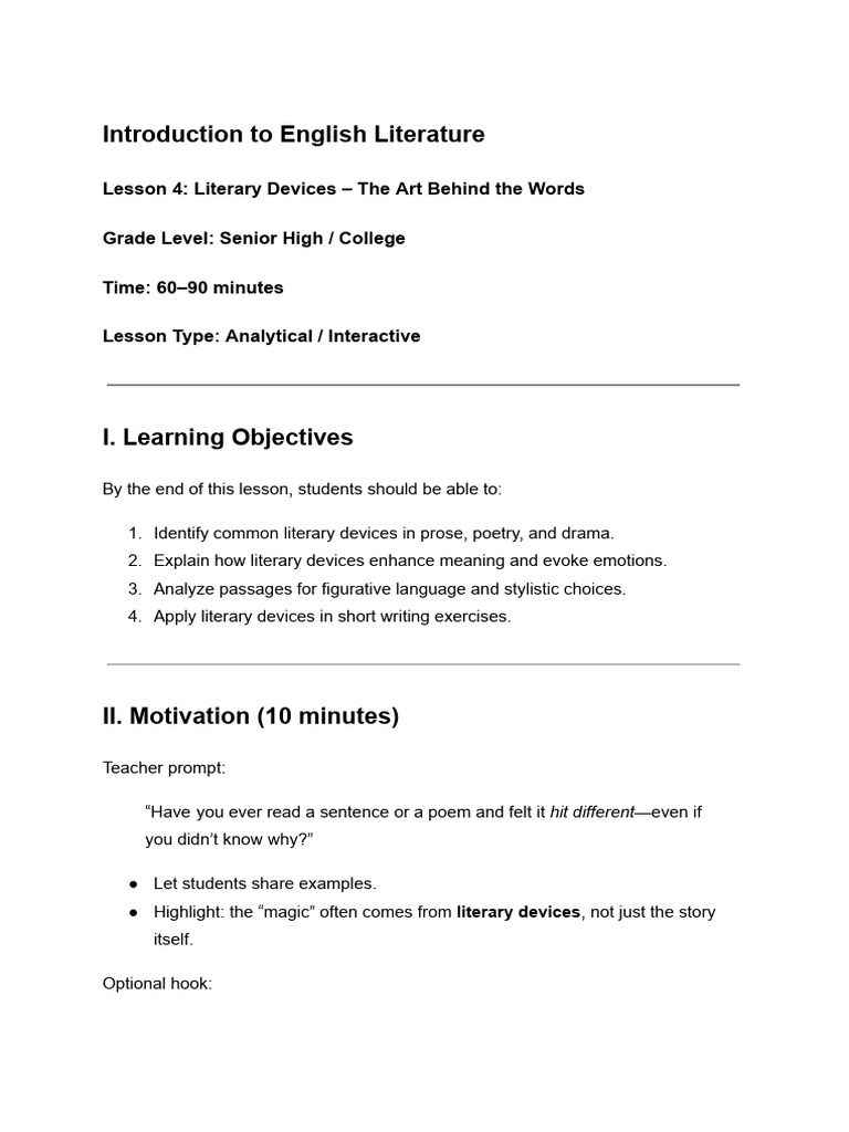 Understanding Literary Devices in Literature | PDF | Poetry | English ...