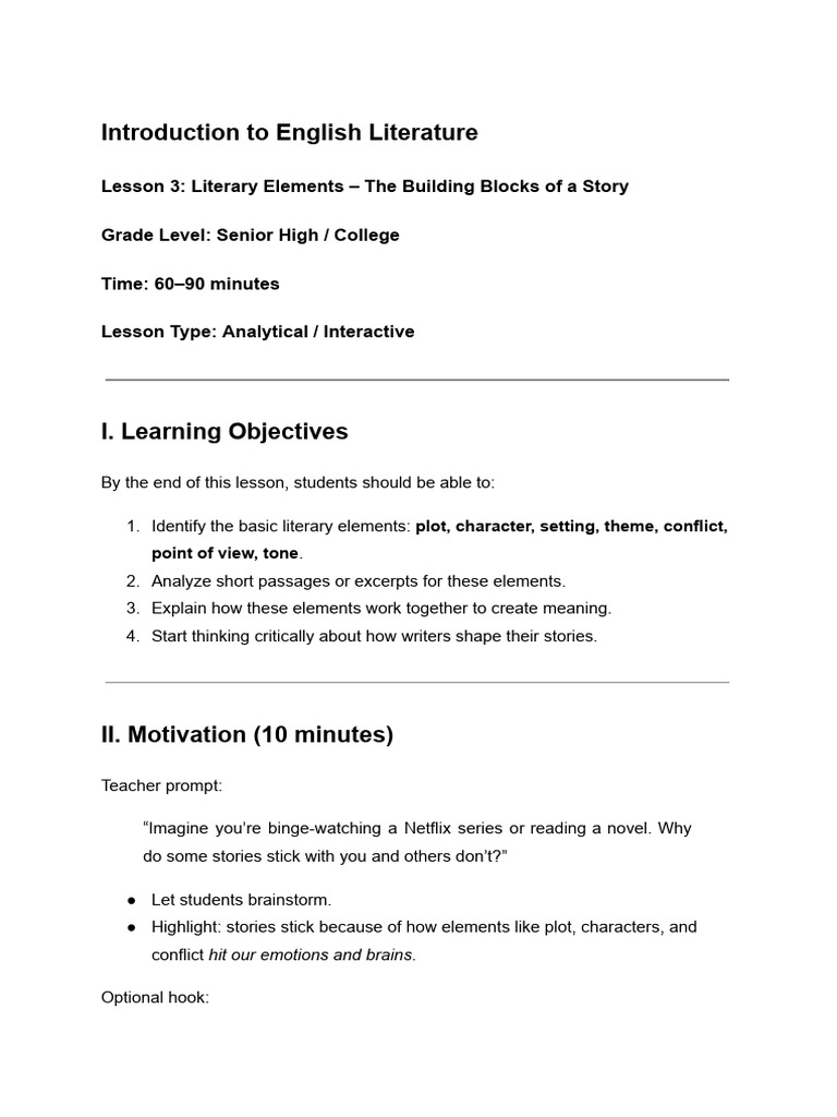 Analyzing Literary Elements in Stories | PDF | Plot (Narrative) | Narration