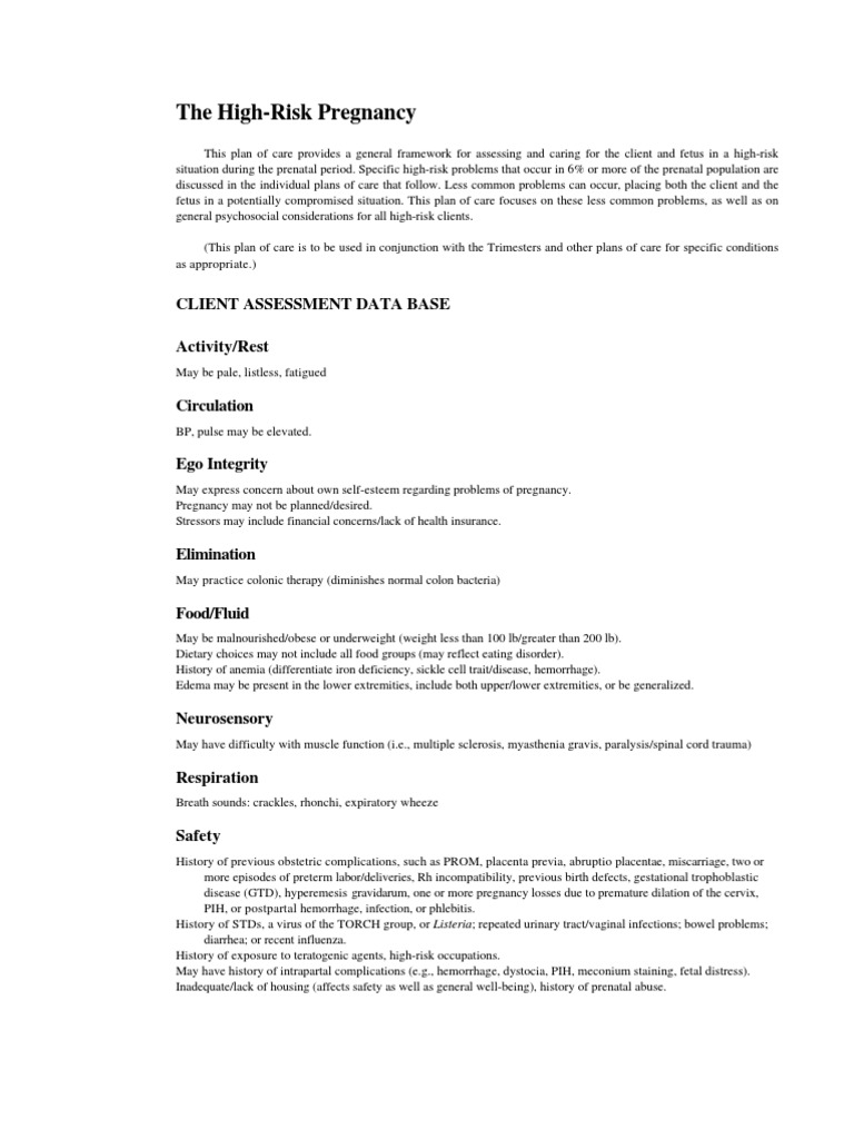 The High Risk Pregnancy | PDF | Pregnancy | Childbirth