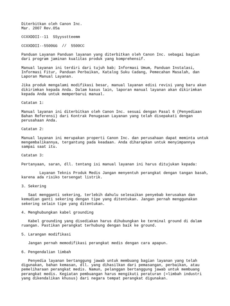 Panduan Layanan Canon CXDI-50G/50C | PDF