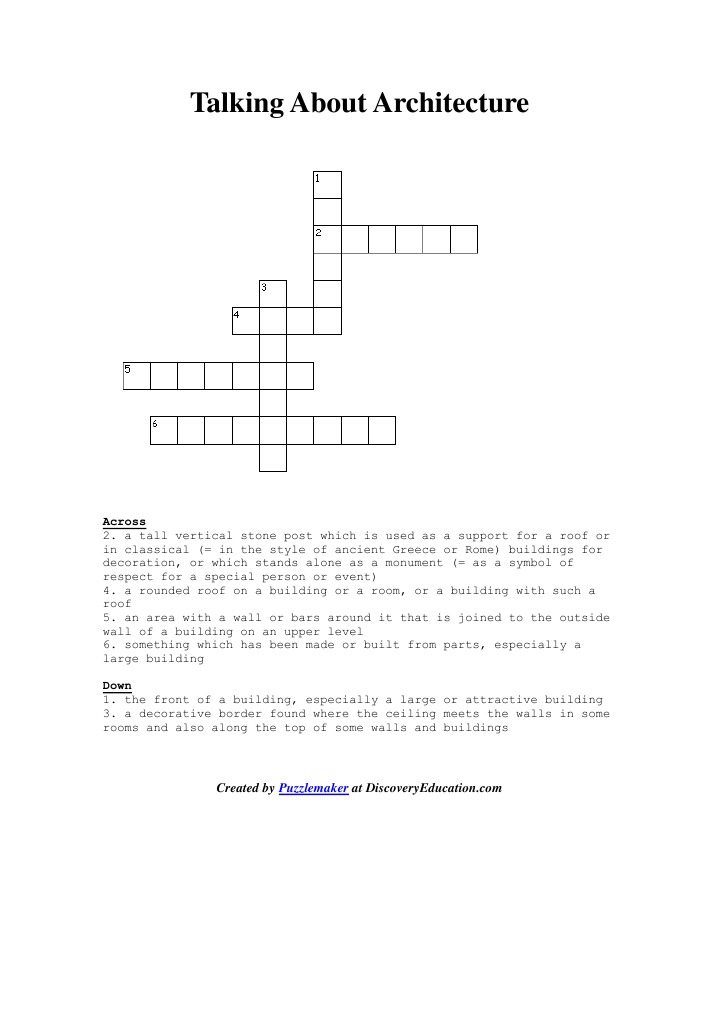 Architectural Terms Crossword Puzzle | PDF