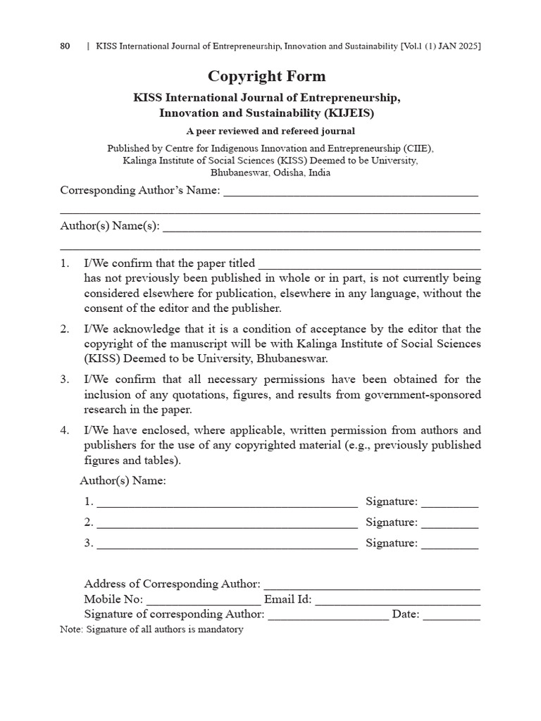 KIJEIS Copyright Form | PDF