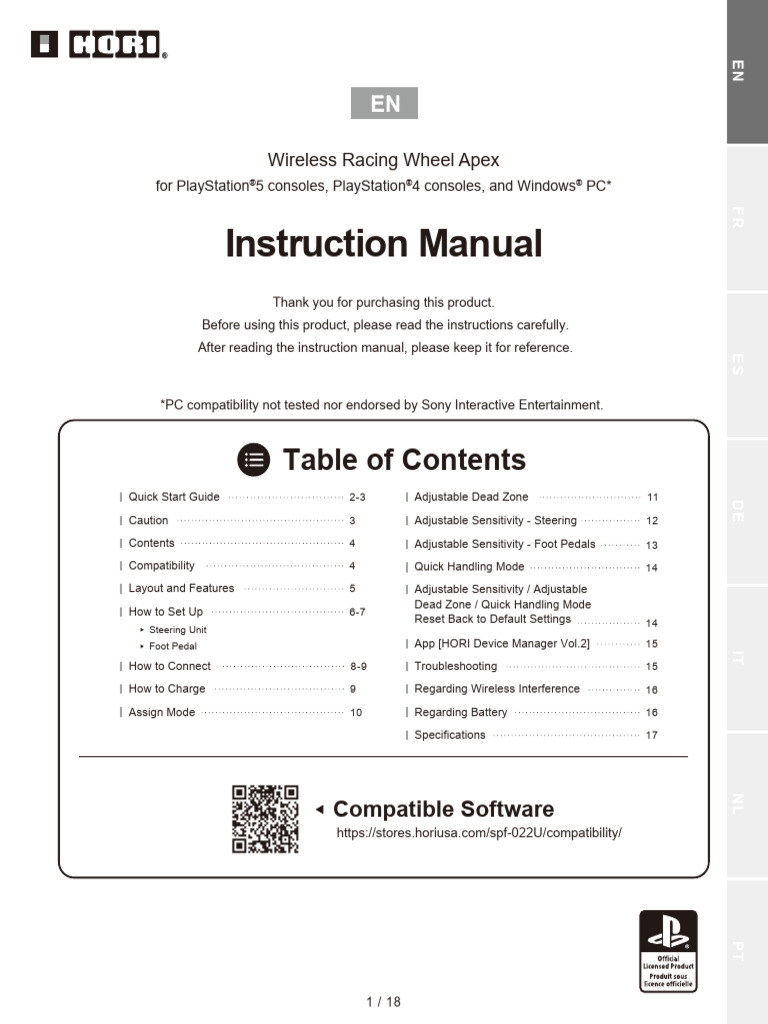 Wireless Racing Wheel Apex Manual | PDF
