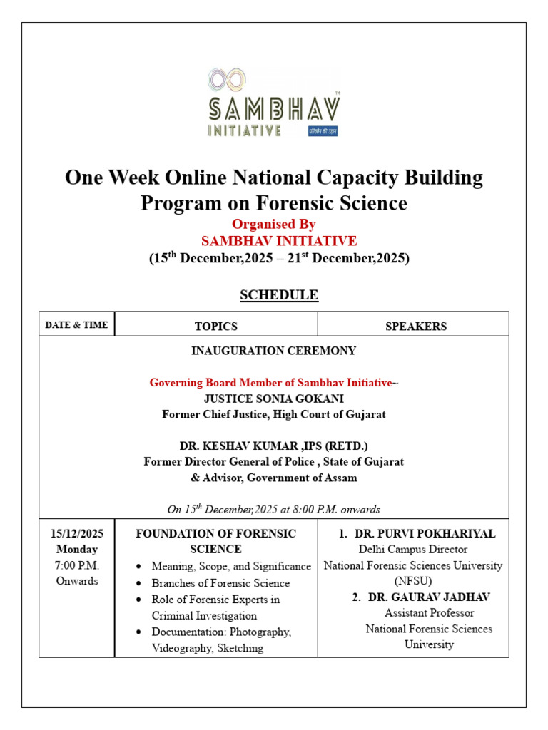 Forensic Science Capacity Building Program | PDF | Forensic Science ...