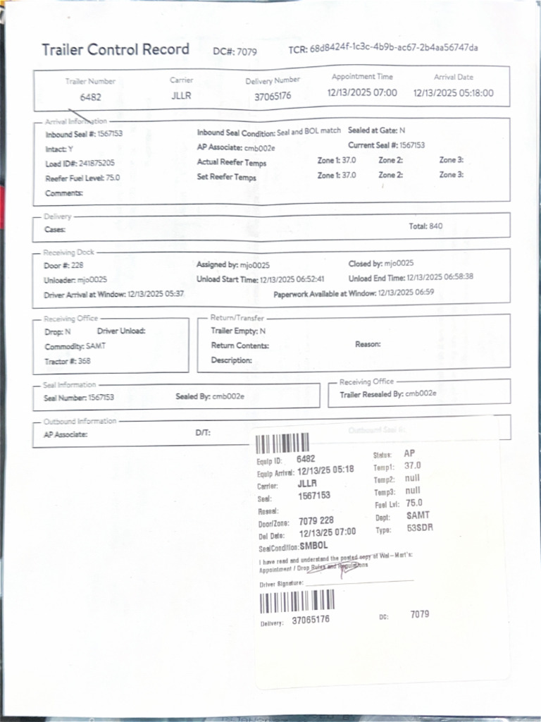 Trailer Control Record 2 | PDF