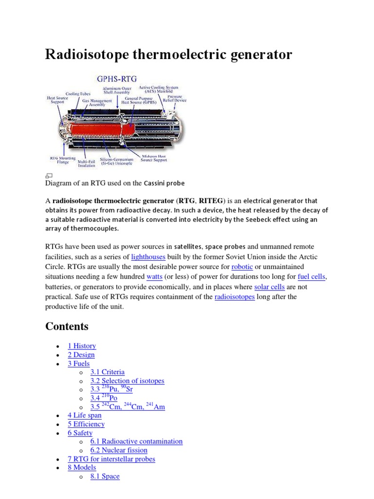 Radioisotope Thermoelectric Generator | Radioactive Decay | Nuclear ...
