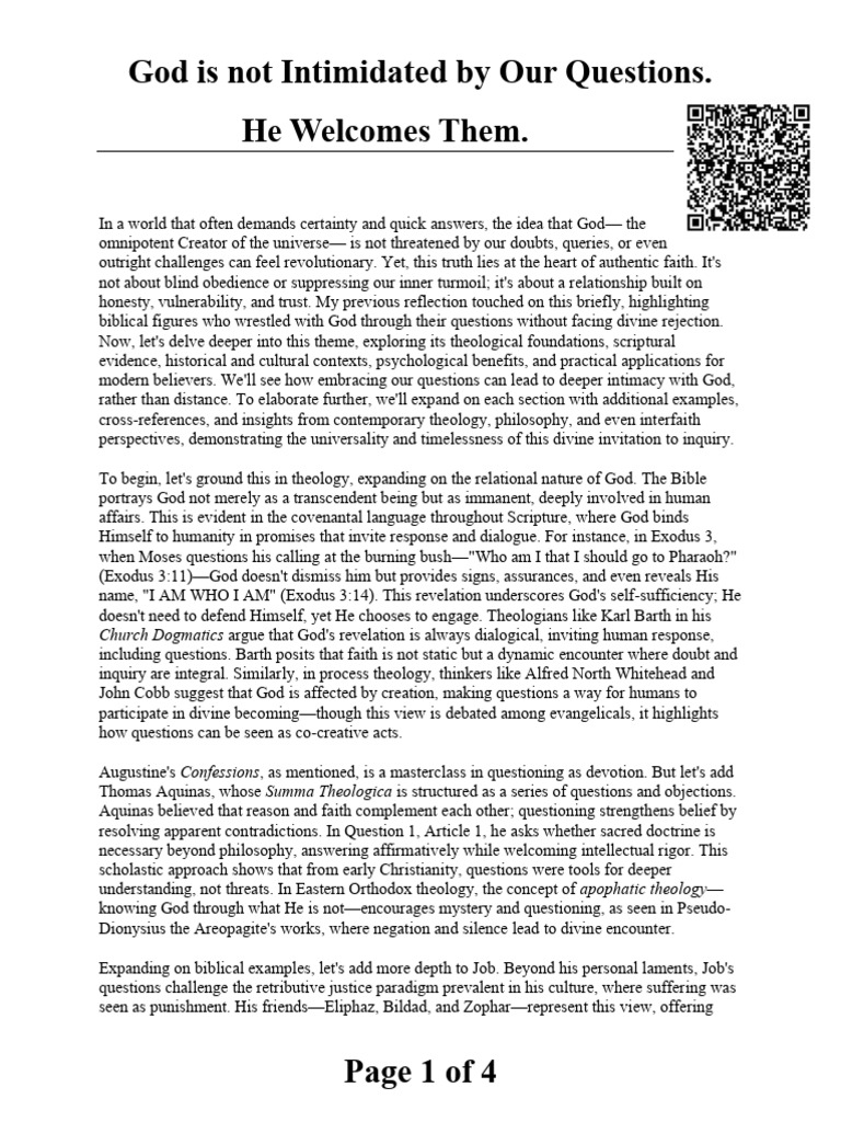 Embracing Questions in Faith | PDF | Jesus | God