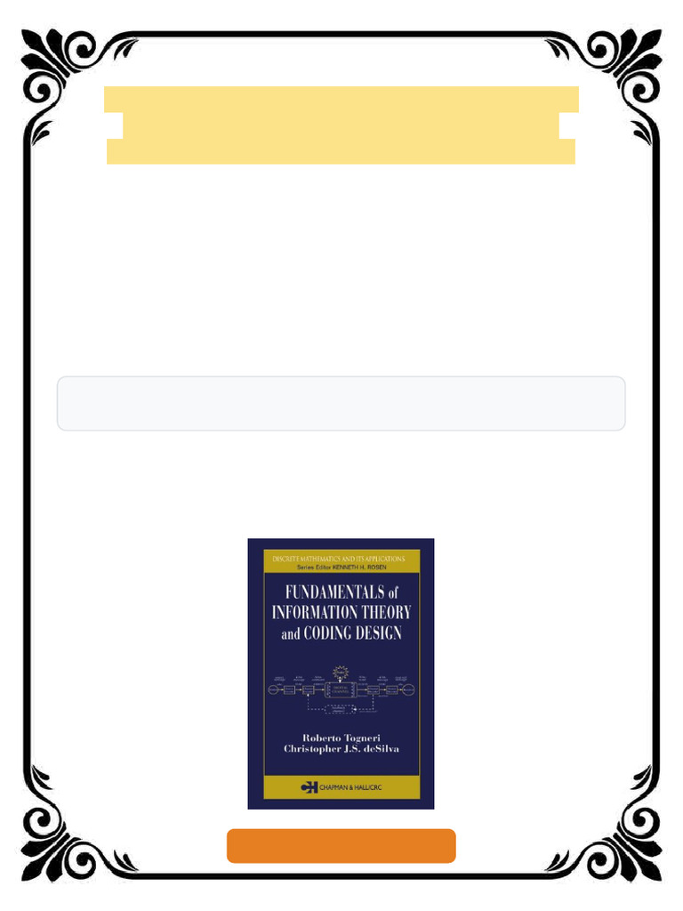 Fundamentals of information theory and coding design 1st Edition Roberto Togneri ebook polished ...
