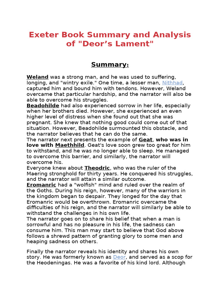 1.3 Deor's Lament | PDF | Poetry