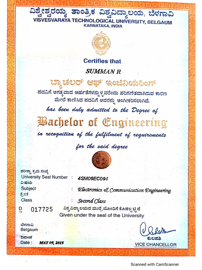 Be Certificate | PDF