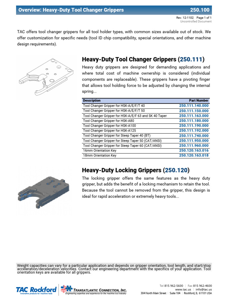 Heavy-Duty Tool Changer Grippers Guide | PDF | Mechanical Engineering