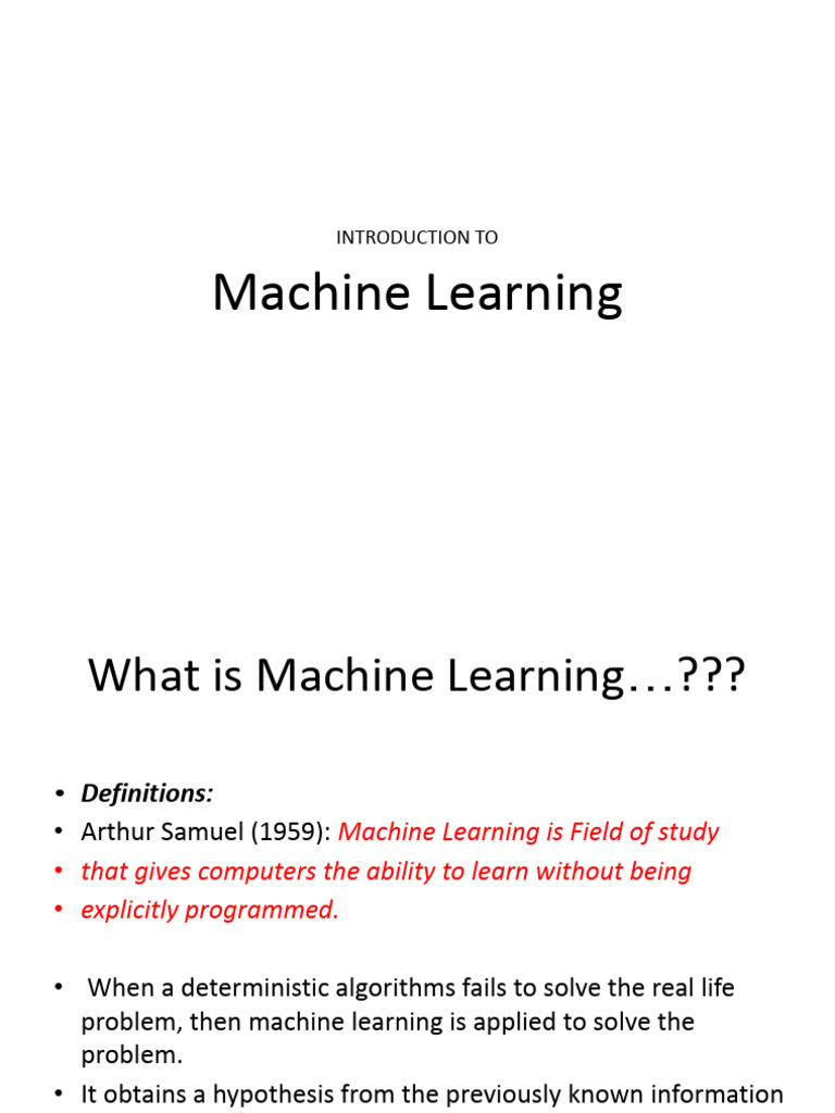 Machine Learning Unit 1 Notes.ppt | PDF | Machine Learning | Artificial ...