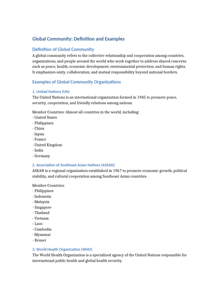 Global Community Definition and Examples | PDF