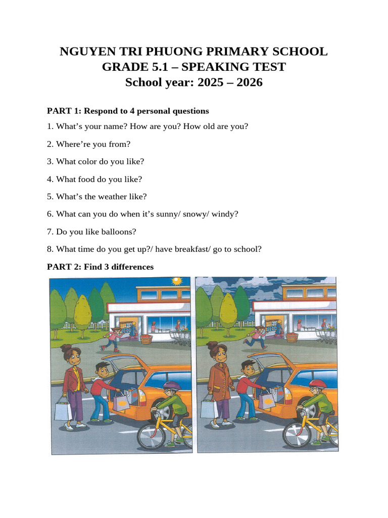 Nguyen Tri Phuong Primary School Grade 5.1 - Speaking Test School Year ...