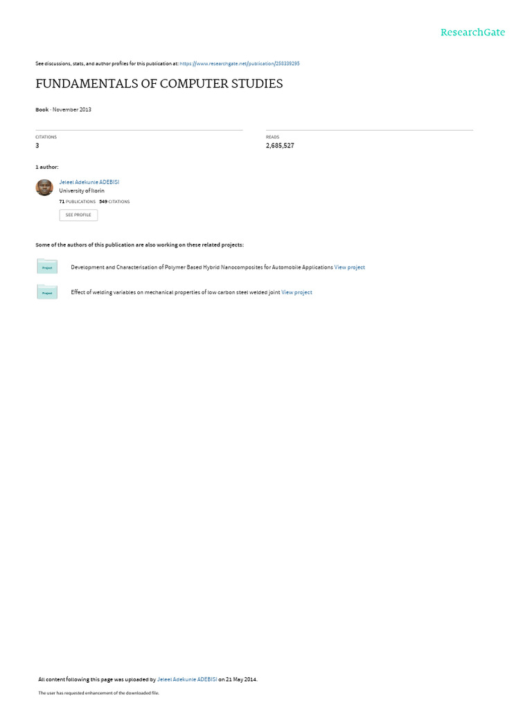Fundamentals of Computer Studies | PDF | Computer Monitor | Computer ...