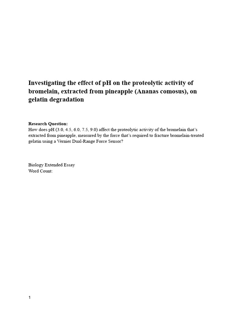 pH Impact on Bromelain's Gelatin Activity | PDF | Amino Acid | Cysteine