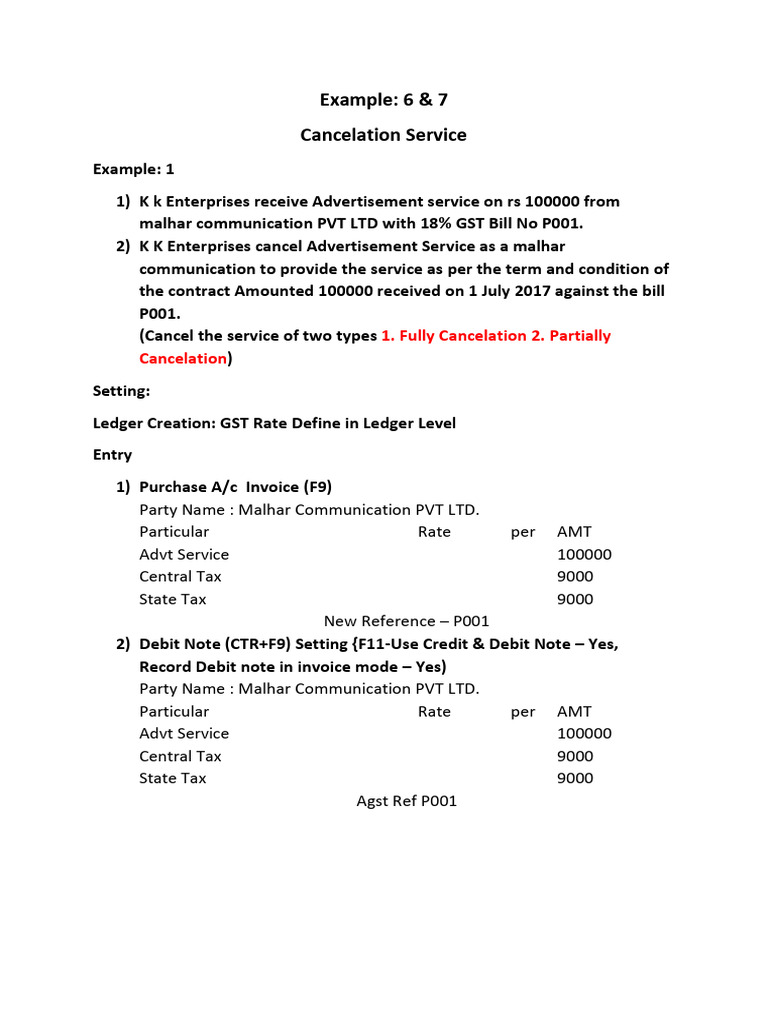 GST Cancellation Service Examples | PDF