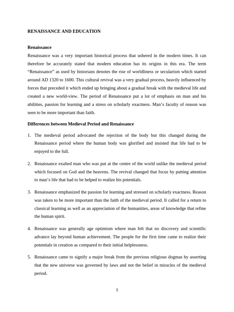 Renaissance's Impact on Modern Education | PDF | Humanism | Renaissance