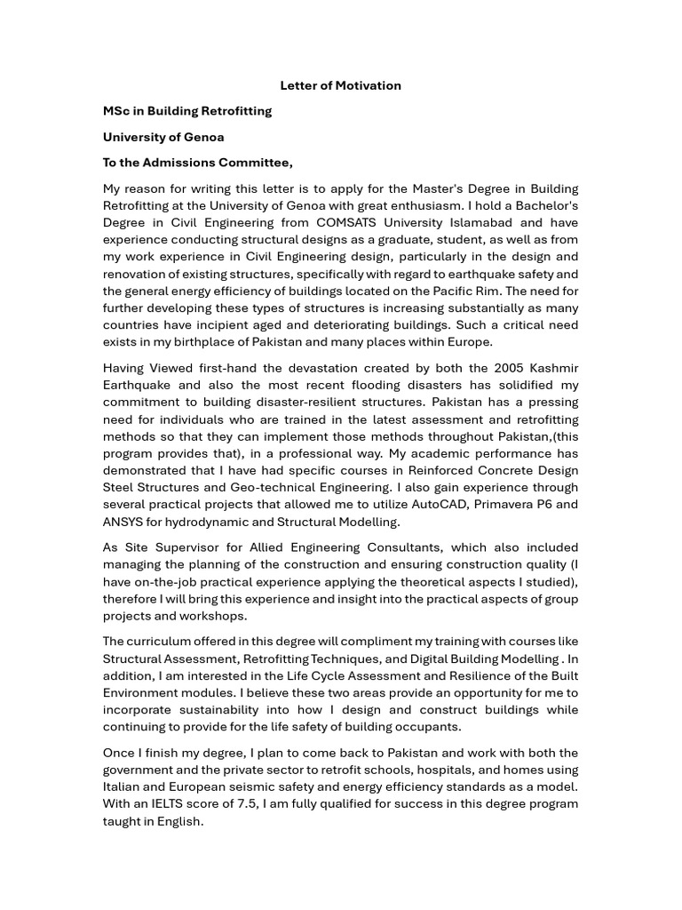 Letter of Motivation | PDF