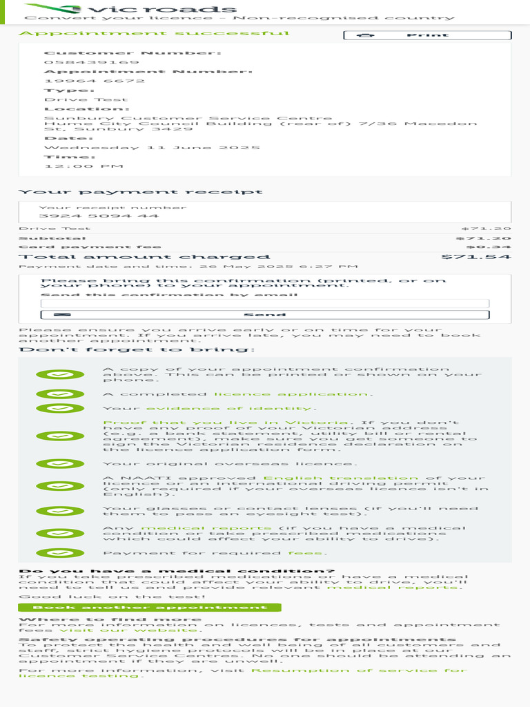 VicRoads - Bookings 12 | PDF | License