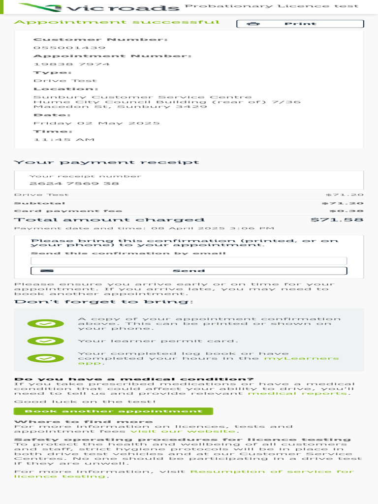 VicRoads - Bookings 9 | PDF