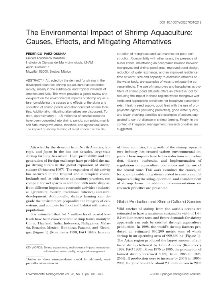Environmental Effects of Shrimp Farming | PDF | Mangrove | Aquaculture