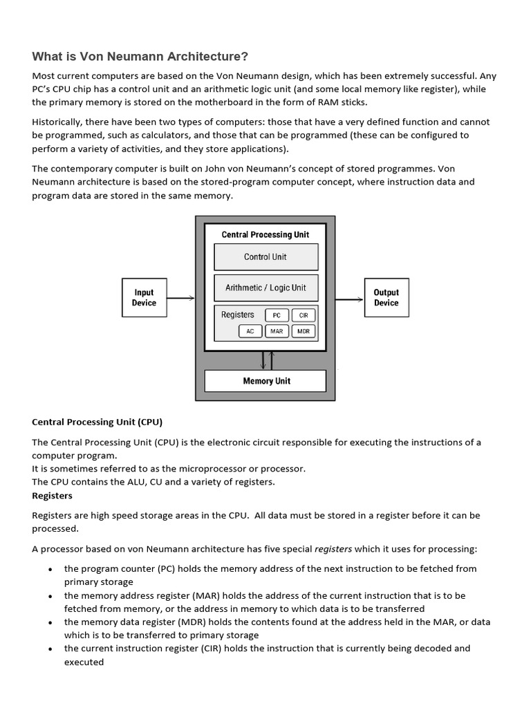 03 - The Von Neuman Design | PDF | Central Processing Unit | Computer ...